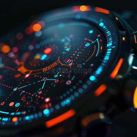 Smartwatch Displaying Iot Network Notifications Close Up Vibrant