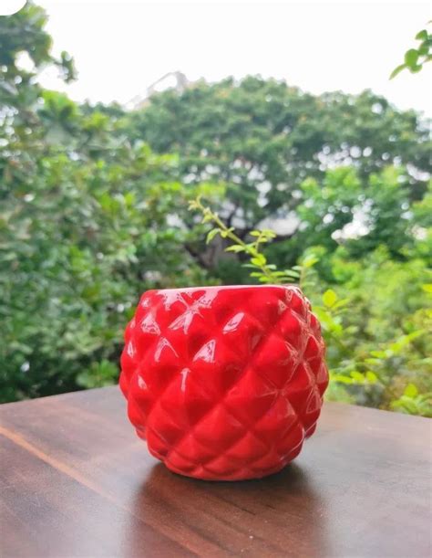 Mix Ceramic Dimond Round Ceremic Planter For Home Size H4 D4 At Rs