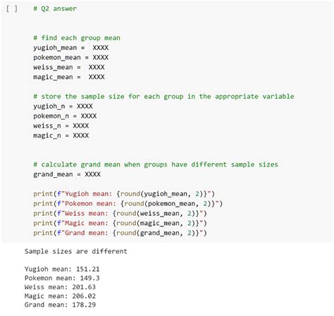 Solved Question Calculate The Mean Of Each Group And The Chegg