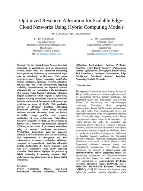 Optimized Resource Allocation For Scalable Edge Cloud Networks Using Hybrid Computing Models