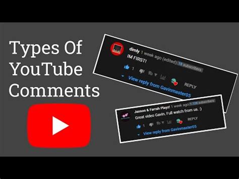 Types Of YouTube Comments YouTube