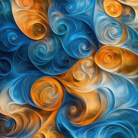 Swirling Abstract Patterns In Blue And Orange Tones Fluid Shapes And Textures Creating Dynamic