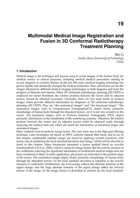 Pdf Multimodal Medical Image Registration And Fusion In 3d Conformal Dokumen Tips