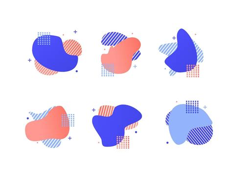 Spot Color Different Types With Flowing Liquid Shapes Set Vector