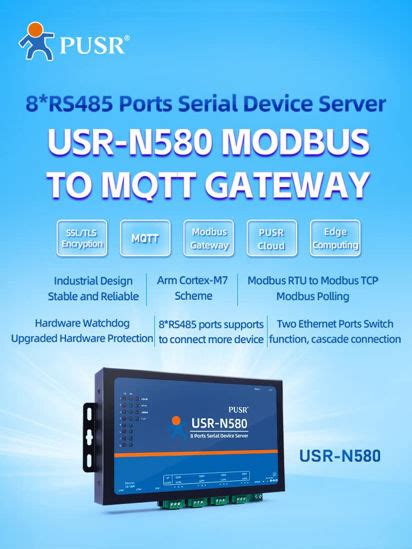 Getuscart Pusr 8 Ports Mqtt Modbus Gateway Support Ssltls Edge Computing Rs485 Serial To