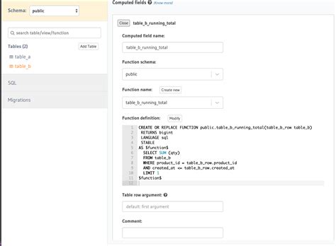 Sql Hasura Running Total Computed Column Stack Overflow