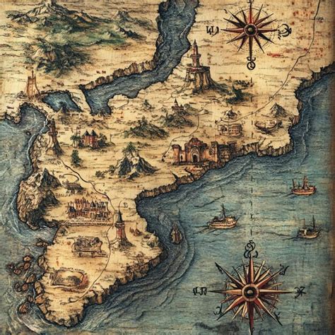 25344 Detailed Map Artwork With Vintage Aesthetics Premium Ai Generated Image