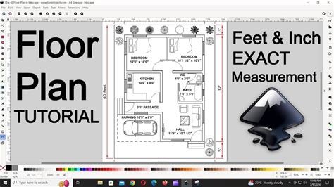 How To Draw A 30 X 40 Floor Plan In Inkscape With Exact Measurement Inkscape Architecture