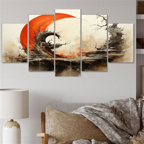 Design Art Orange Beige Buddhist Art Enso Enlightenment Spiritual