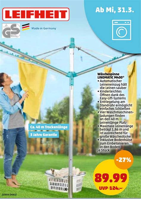 Wäschespinne Linomatic M400 Angebot bei Penny - 1Prospekte.de