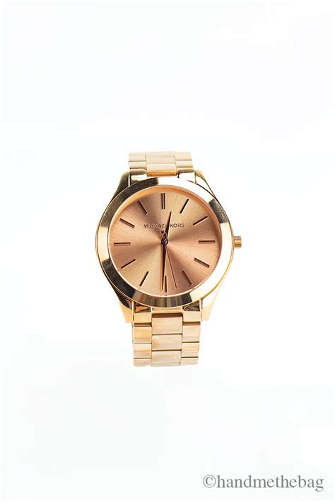 Michael Kors Mk3197 Slim Runway Mono Rose Gold Toned Stainless Steel