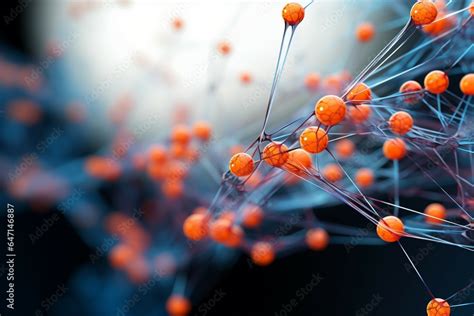 A Complex Biological Gene Structure Visualized Through 3d Rendering With Lines And Nodes Stock