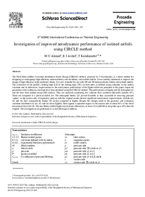 Pdf Investigation Of Improved Aerodynamic Performance Of Isolated