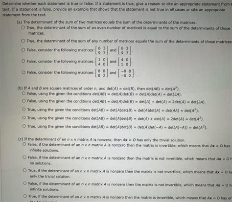 Solved Determine whether each statement is true or false. If | Chegg.com