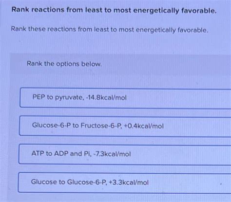Solved Rank Reactions From Least To Most Energetically