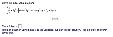 Solved Solve the initial value problem y²x dx yx² Chegg com