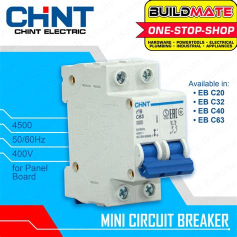 Chint Mini Circuit Breaker For Panel Board 4 5ka Mcb Eb 2p C20 C32 C40 C63 Sold Per Piece