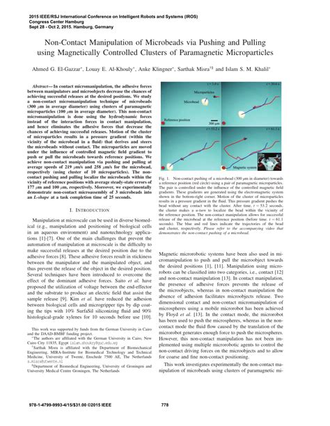 Pdf Non Contact Manipulation Of Microbeads Via Pushing And Pulling Using Magnetically