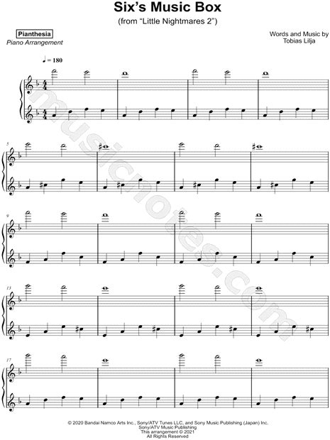 Pianthesia Sixs Music Box Sheet Music Piano Solo In D Minor