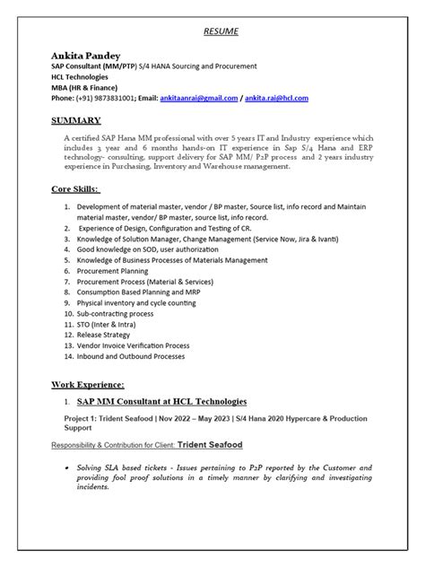 Ankita Pandey Sap Mm Download Free Pdf Computing Business