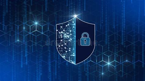 Digital Internet Cyber Security Technology Concept Protective Shield With Padlock On Graphic