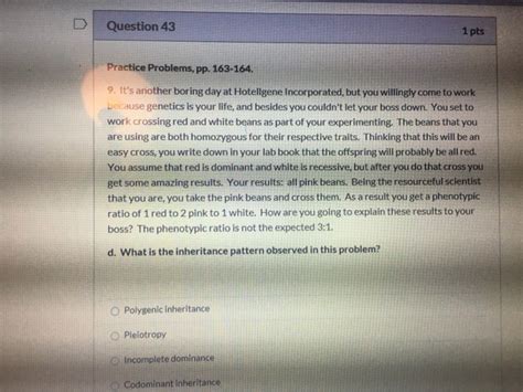 Solved Question 43 1 Pts Practice Problems Pp 163 164 9