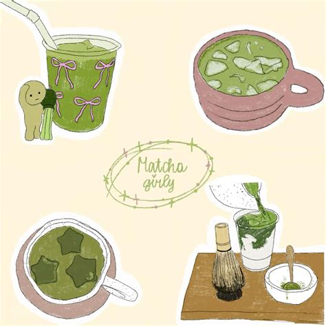 Matcha Illustration By Me Matcha Drawing Simple Matcha Latte Drawing