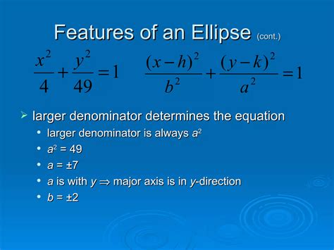 Ellipses Formulas And Graphs Ppt