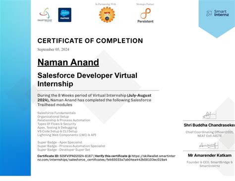 Naman Anand On Linkedin Smartinternz Salesforce Skilledonsalesforce Thesmartbridge Aicte…