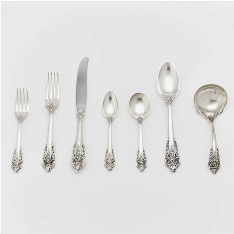Wallace Sterling Silver Grand Baroque Pattern Flatware Service By R