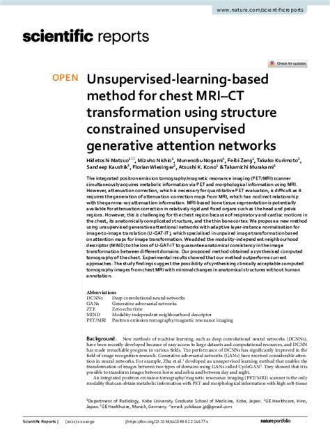 Pdf Unsupervised Learning Based Method For Chest Mrict