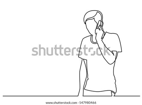 Continuous Line Drawing Young Man Talking Stock Vector Royalty Free