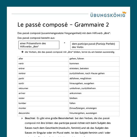 Königspaket Passé Composé Französisch 2 Lernjahr Inklusive Test
