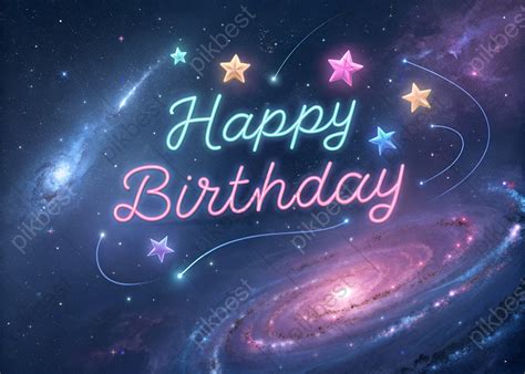 Cosmic Happy Birthday With Galaxy And Stars Backgrounds  Free