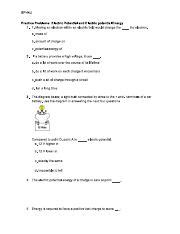 Understanding Electric Potential And Energy Practice Problems Course Hero