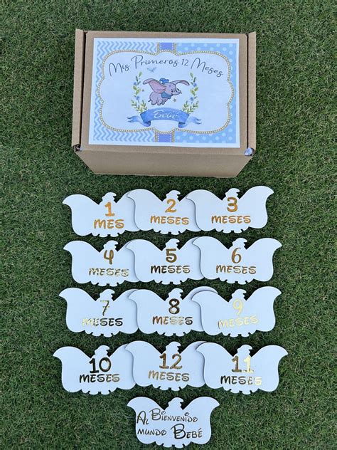 Silueta Dumbo En Blanco En Cajita Kraft También Personalizada Los