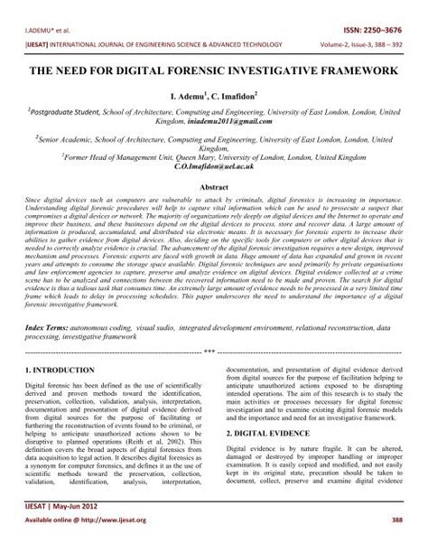 The Need For Digital Forensic Investigative Framework