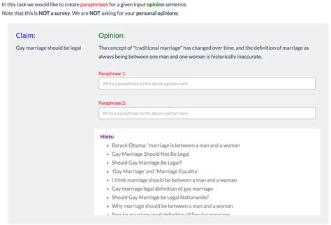 interfaces shown to the human annotators top the interface for