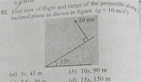 Find Time Of Flight And Range Of The Projectile Along Inclined Plane As S