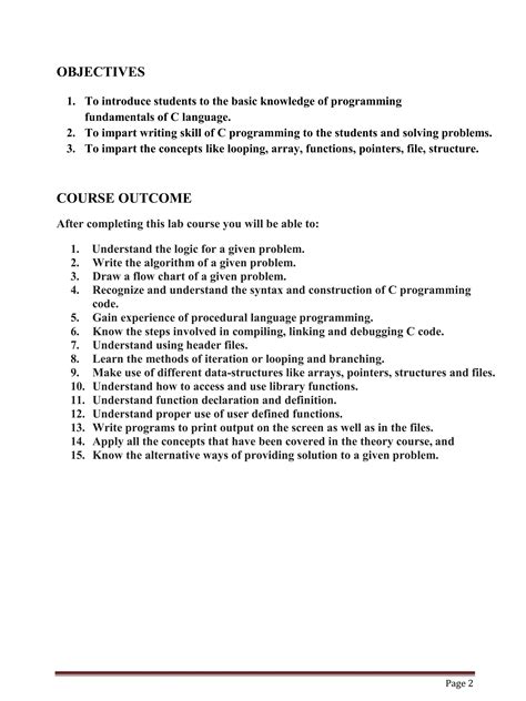 Lab Report Sample Of C Programming Docx