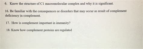 Solved 6 Know The Structure Of C1 Macromolecular Complex