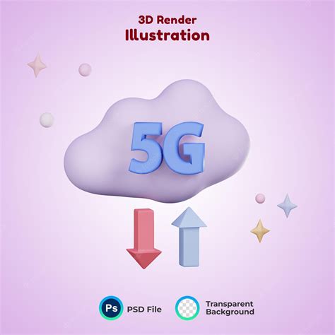 Premium Psd Cloud Computing Data Transfer With 5g Text 3d Render Icon Illustration