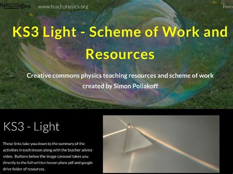 Ks3 Light Complete Scheme Of Work And Lesson Resources Teaching