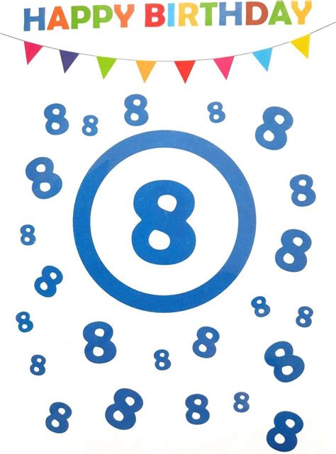 Happy Birthday Wenskaart 8 Jaar Verjaardag Horloge Kind 8 Jaar Hor 8