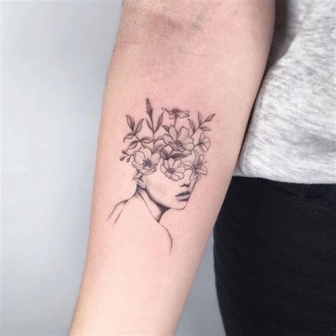 Girl Flower Head Tattoo At Ann Luongo Blog