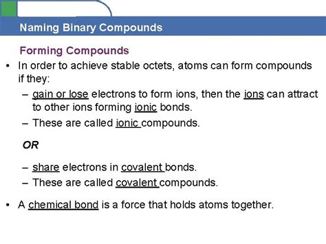 Section Naming Binary Compounds Forming Compounds