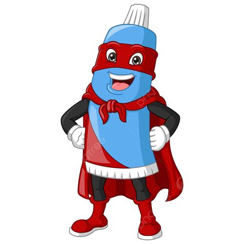 Cartoon Toothpaste Vector Design Images Cartoon Happy Toothpaste Superhero Characters Triumph