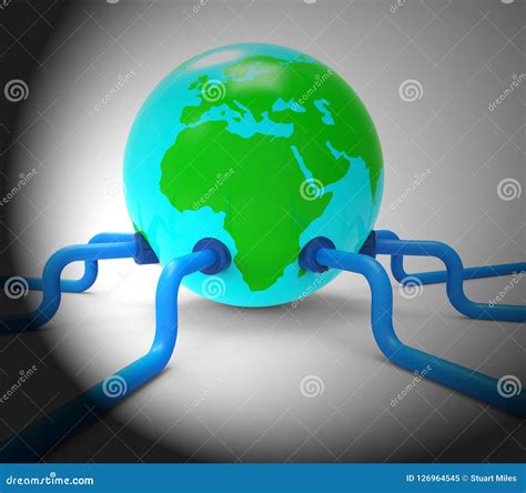 Interconnected Globe World Technology Link 3d Rendering Stock