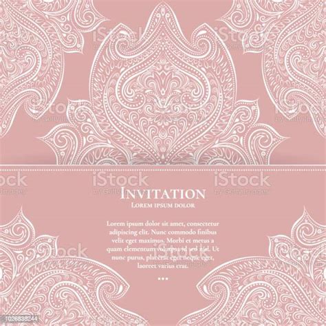 분홍색과 흰색 빈티지 초대 카드입니다 플라이어 메뉴 브로셔를 위해 좋은입니다 럭셔리 장식입니다 결혼 증명서에 대한 스톡 벡터