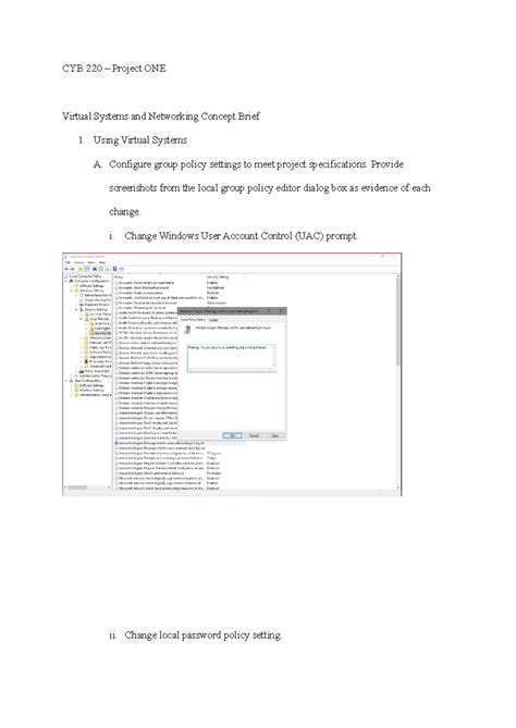 CYB 220 Project One CYB 220 Project ONE Virtual Systems And Networking Concept Brief 1
